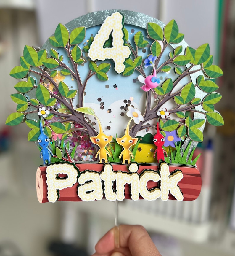 Pikmin Birthday Cake Topper: Gaming Party Cake Decoration | Custom Name ...