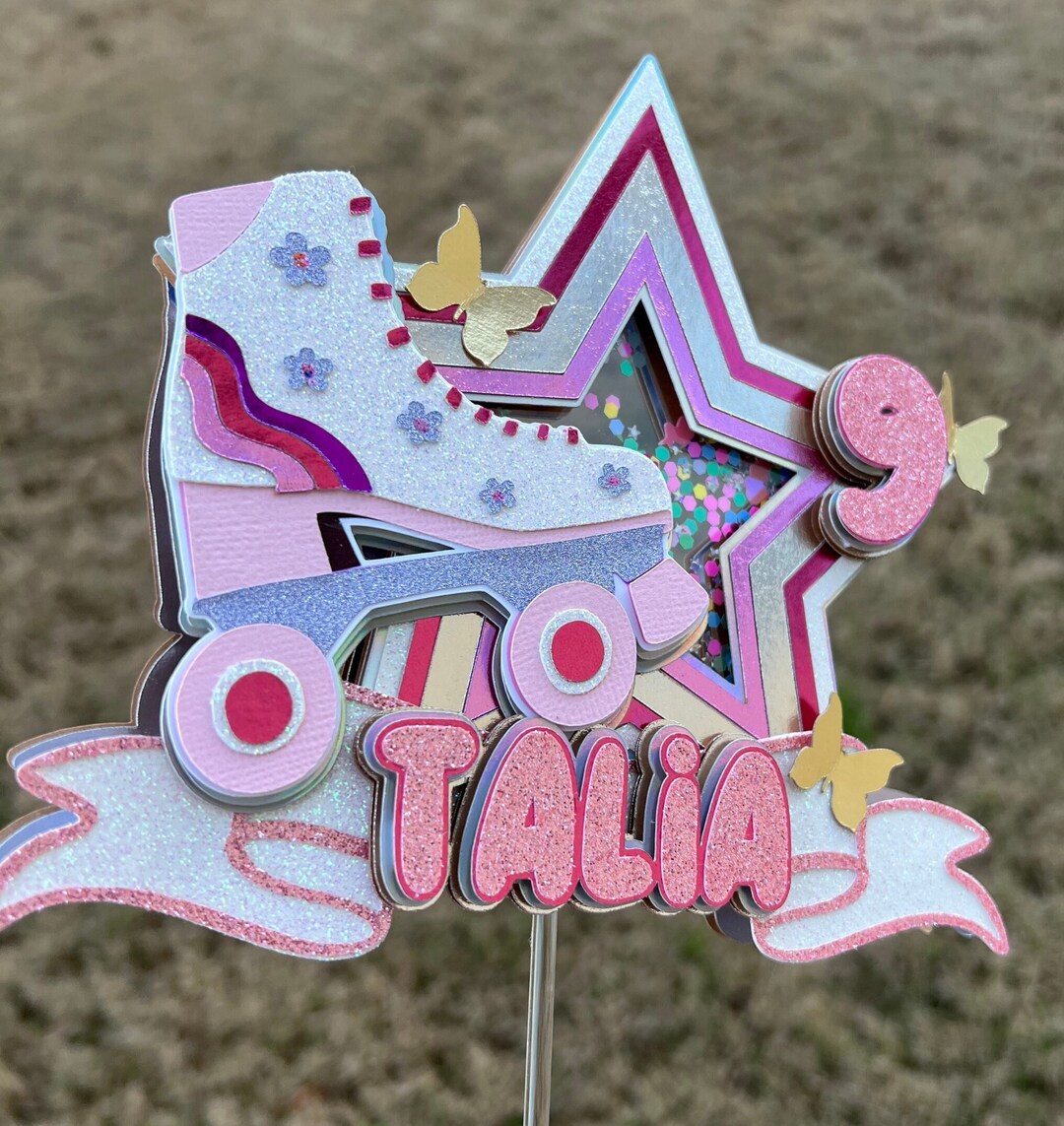 Roller Skate Cake Topper, Skating Birthday Theme Cake Topper, Skating ...