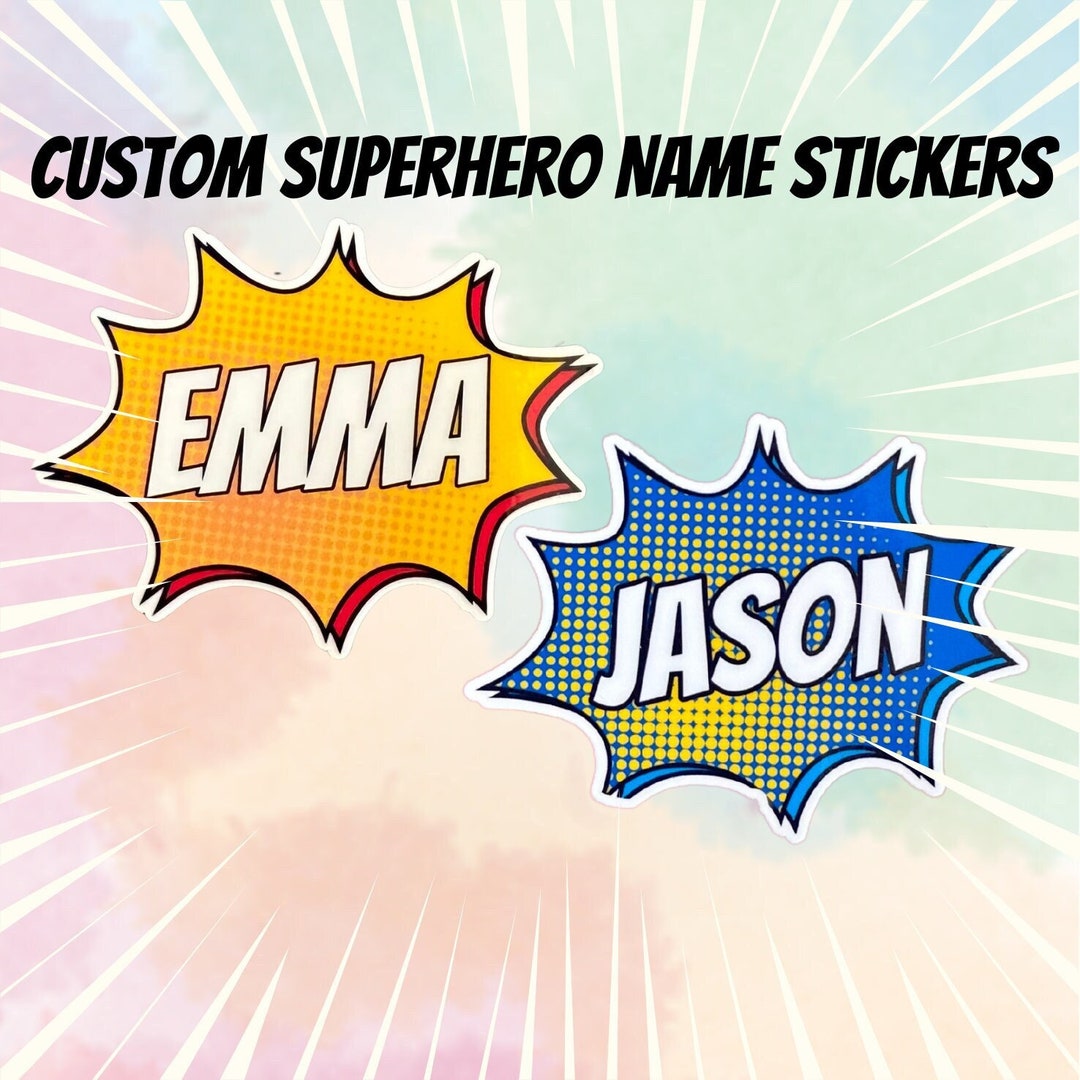 Personalized Comic Book Name Sticker: Superhero Vinyl Decal for Boys ...