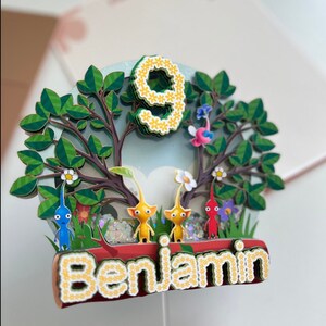 Pikmin Birthday Cake Topper: Gaming Party Cake Decoration | Custom Name ...