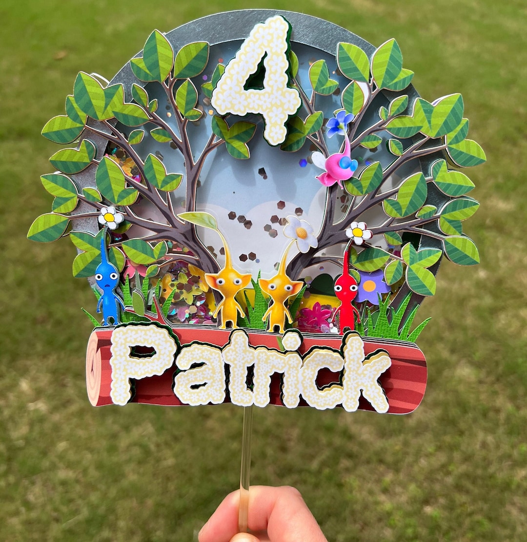 Pikmin Cake Topper, Pikmin Theme Party, Birthday Cake Topper, 3D Cake ...