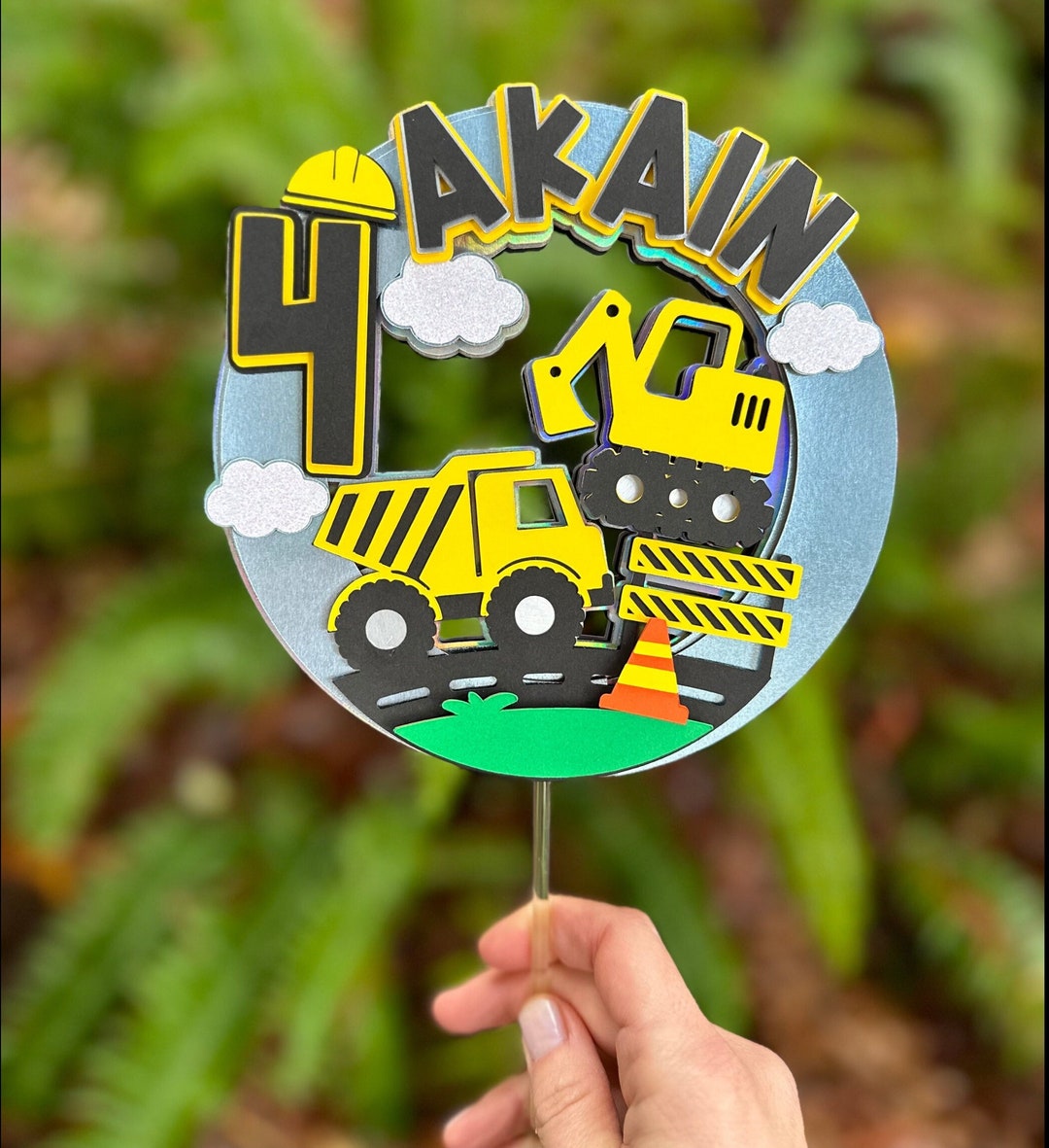 3D Construction Truck Cake Topper, Birthday Party Decor - Etsy