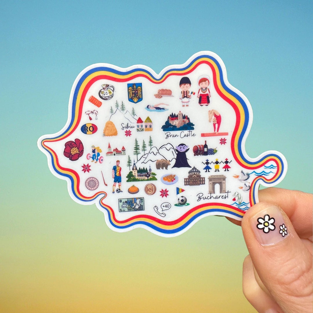 Romania Sticker, Romania Travel Sticker for Water Bottle, Romania Gift ...