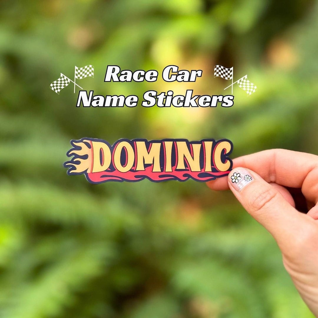 Race Car Name Label, Race Car Name Tag, Custom Name Sticker for Water ...