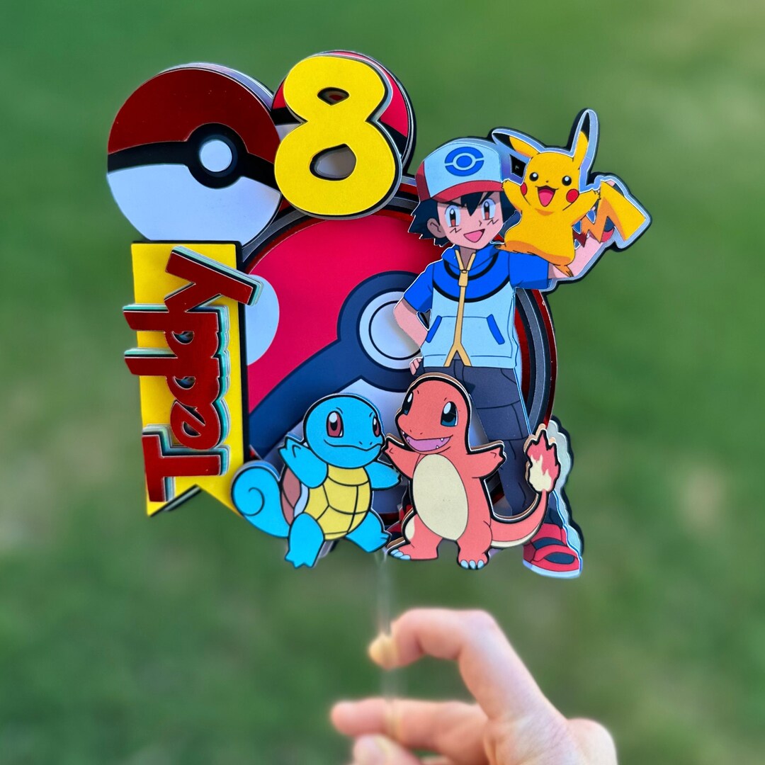 Pokemon Cake Topper, Pokemon Theme Party, Birthday Cake Topper, 3D Cake ...