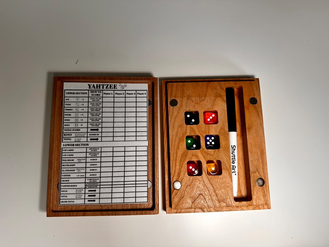 Hardwood Travel Dice Game: Compact Magnetic Closure Set - Etsy