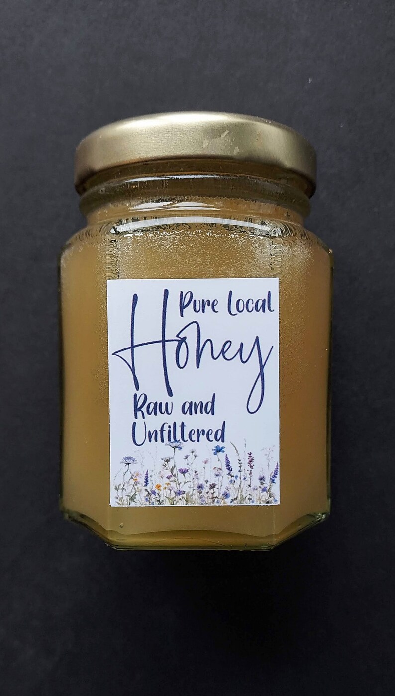 Small Honey Jar Labels, High Quality Matte White Vinyl. Pure Local ...