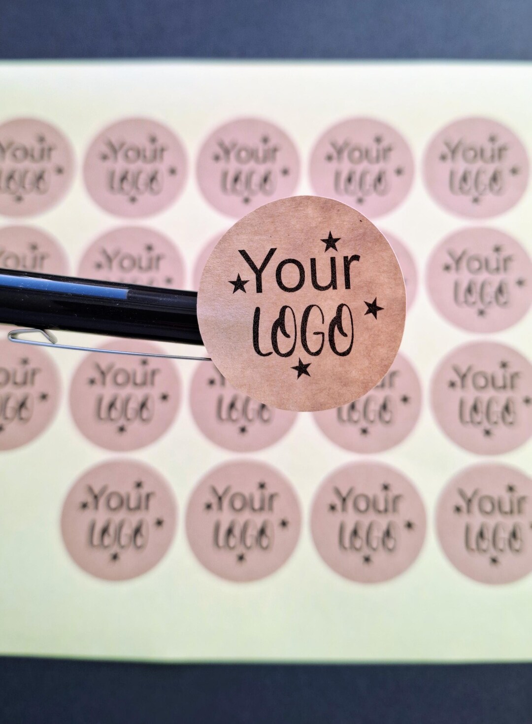 Custom Circle Logo Stickers. Kraft Paper, 4cm Diameter. Your Design or ...