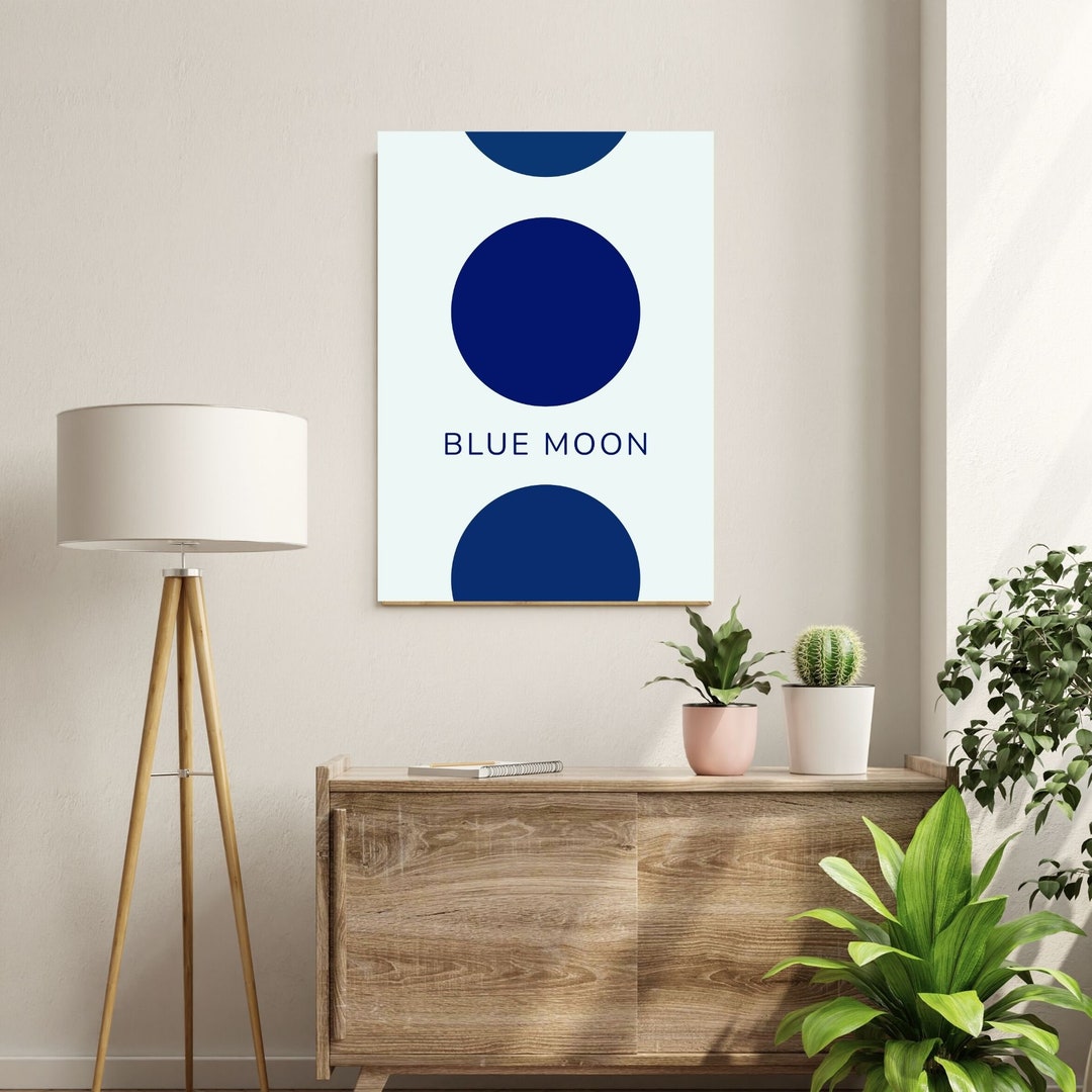 Blue Moon Poster Design for Print Abstract Modern Poster - Etsy