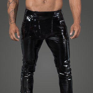 Mens Black Vinyl Pants With Studs - Etsy