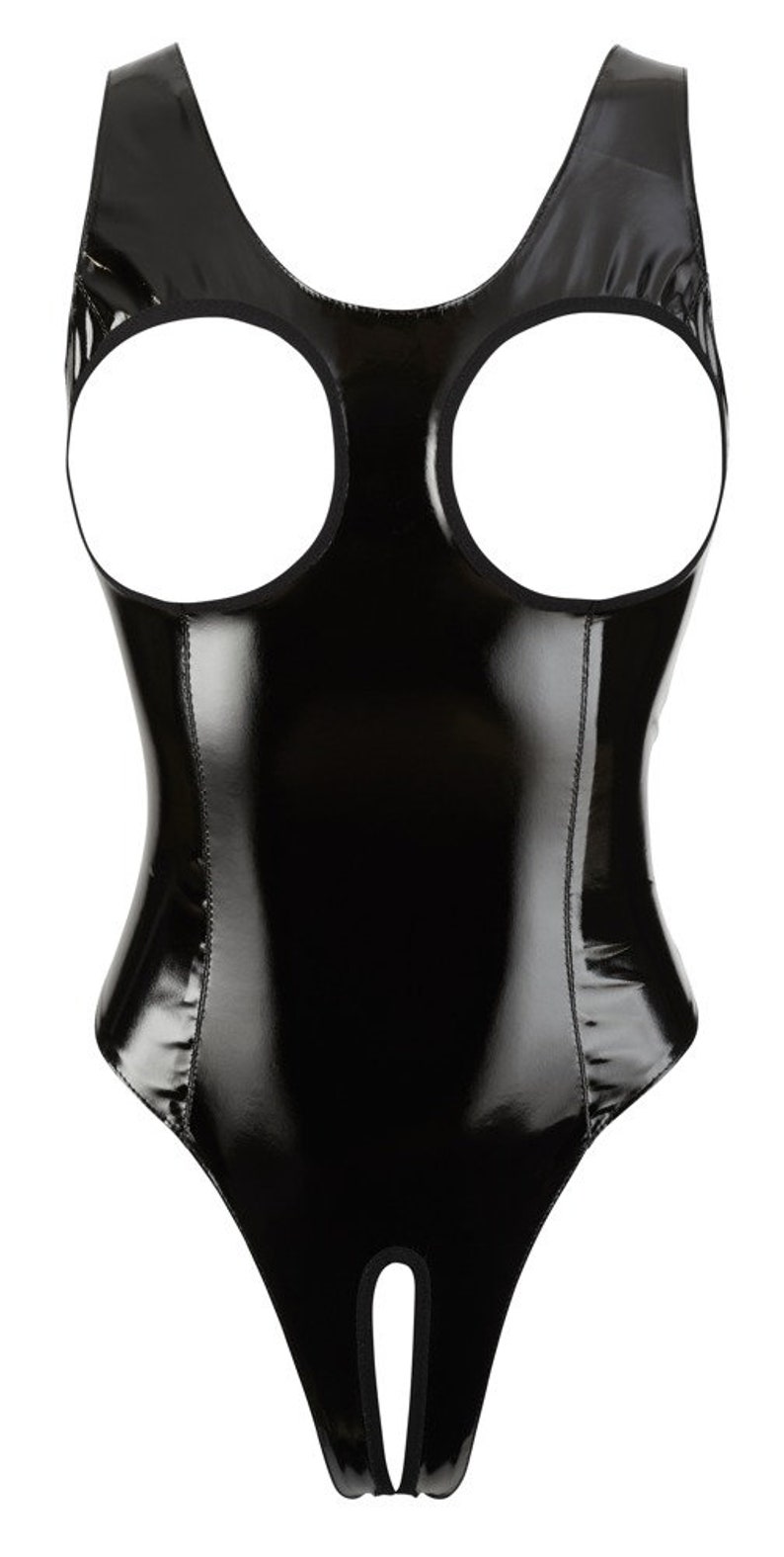 Crotchless Open Cup Vinyl Bodysuit Black Lacquer Bra - Etsy