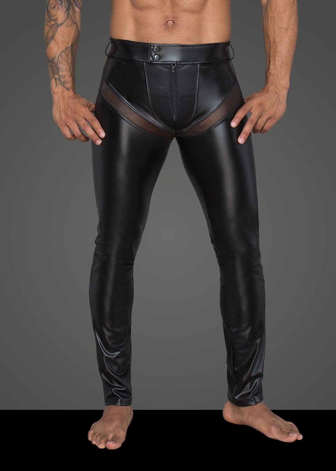 Mens Black Pants With Net Inserts - Etsy