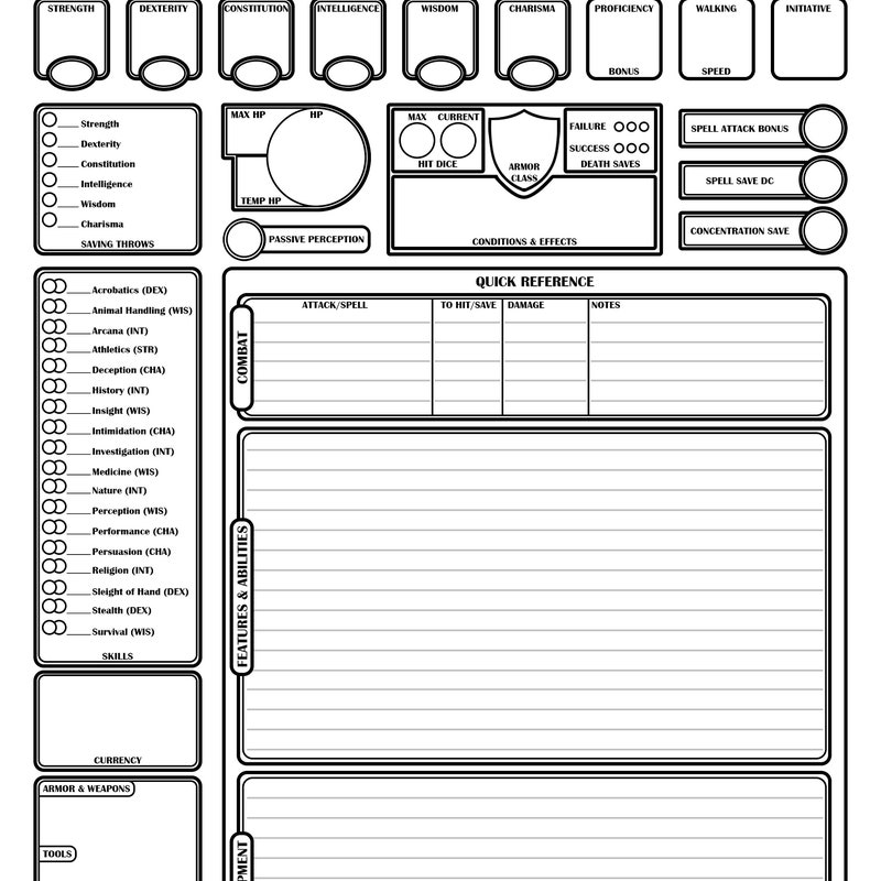 Dnd 5e 2024 character sheet fillable pdf - Etsy Italia