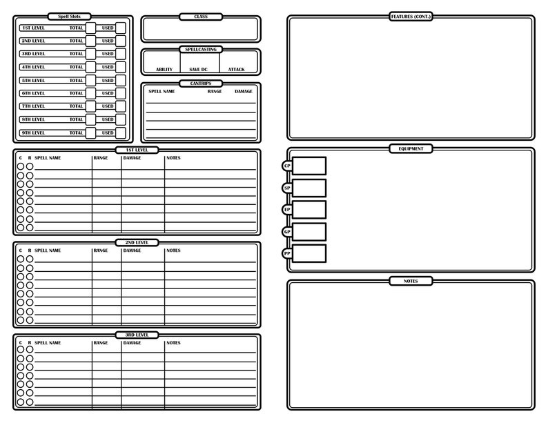 Dnd 5E Character Sheet: Compact Half Sheet - Etsy