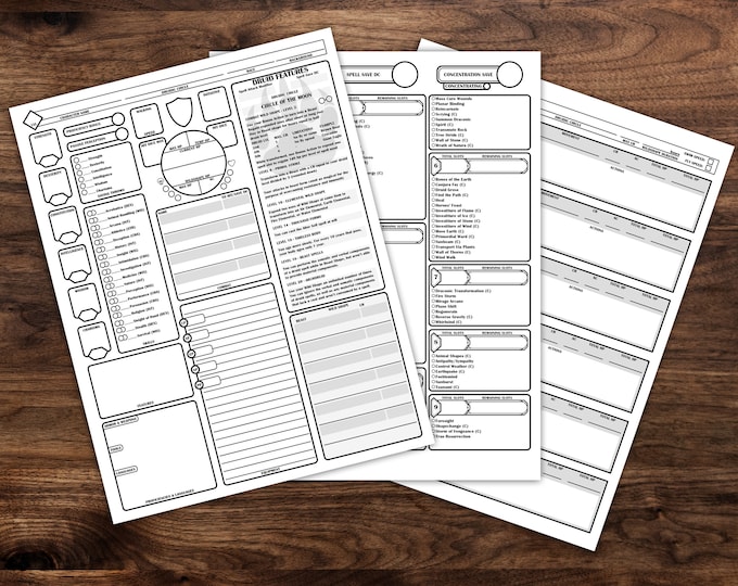 D&D 5e Druid Character Sheet - Etsy Canada
