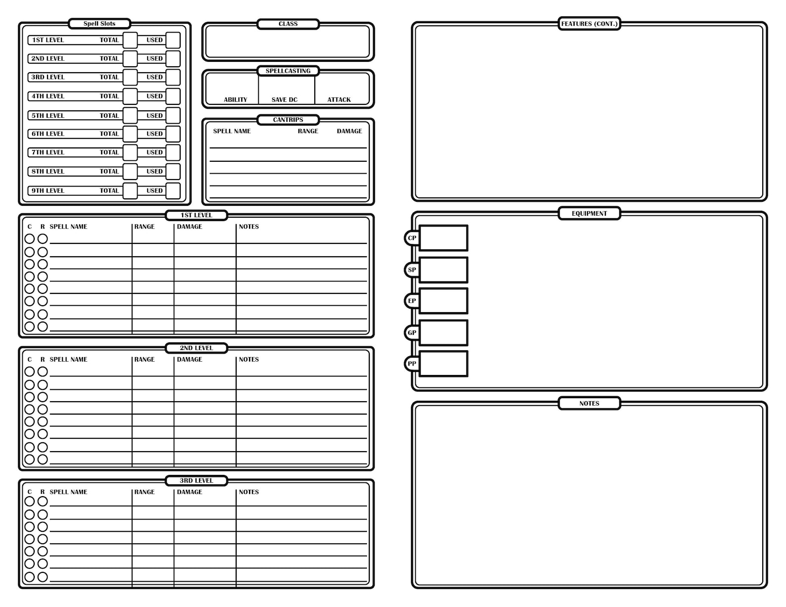 Dnd 5E Character Sheet: Compact Half Sheet - Etsy Dnd 5E Character Sheet: Compact Half Sheet - Etsy