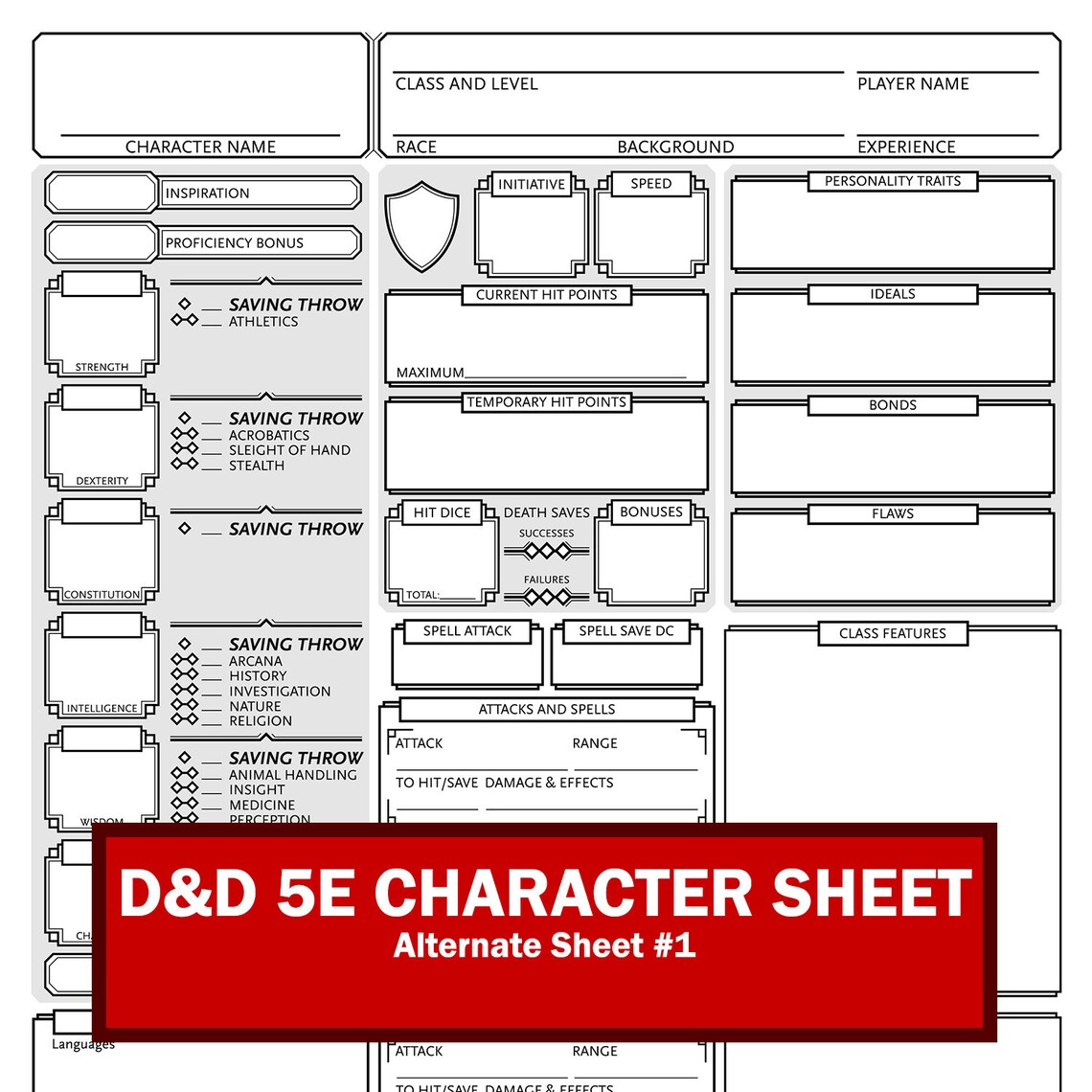 Character Sheet - D&D 5E - Etsy