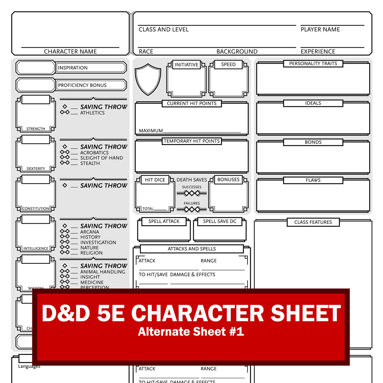 Character Sheet - D&D 5E - Etsy