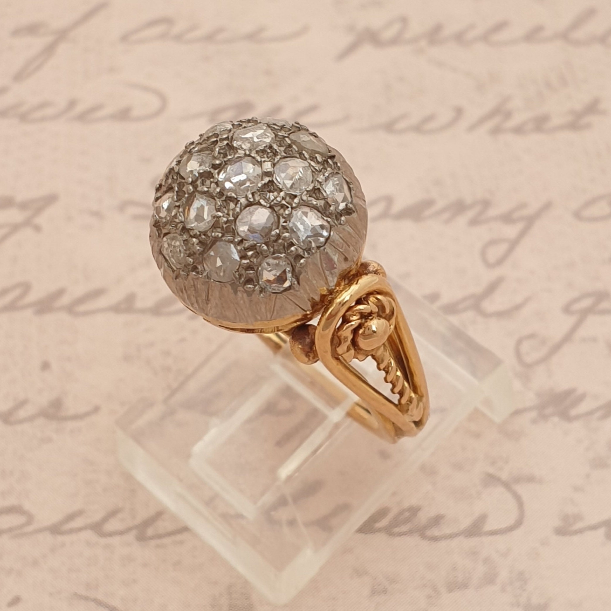 Vintage Disco Ball Ring of 18k Gold With Pavé Rose Cut Diamonds - Etsy