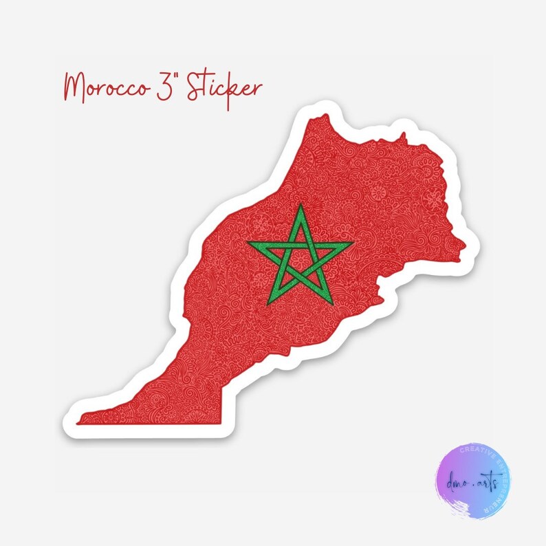 Morocco Flag Sticker: Zentangle Country Design - Etsy