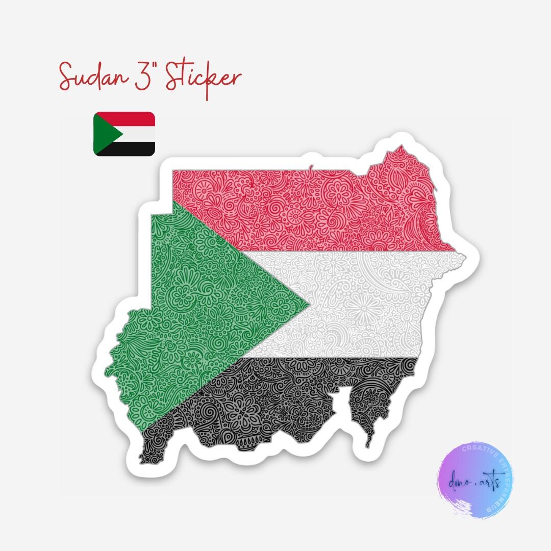 Sudan Flag and Country Sticker, Sudan Country Sticker, Sudanese Flag ...