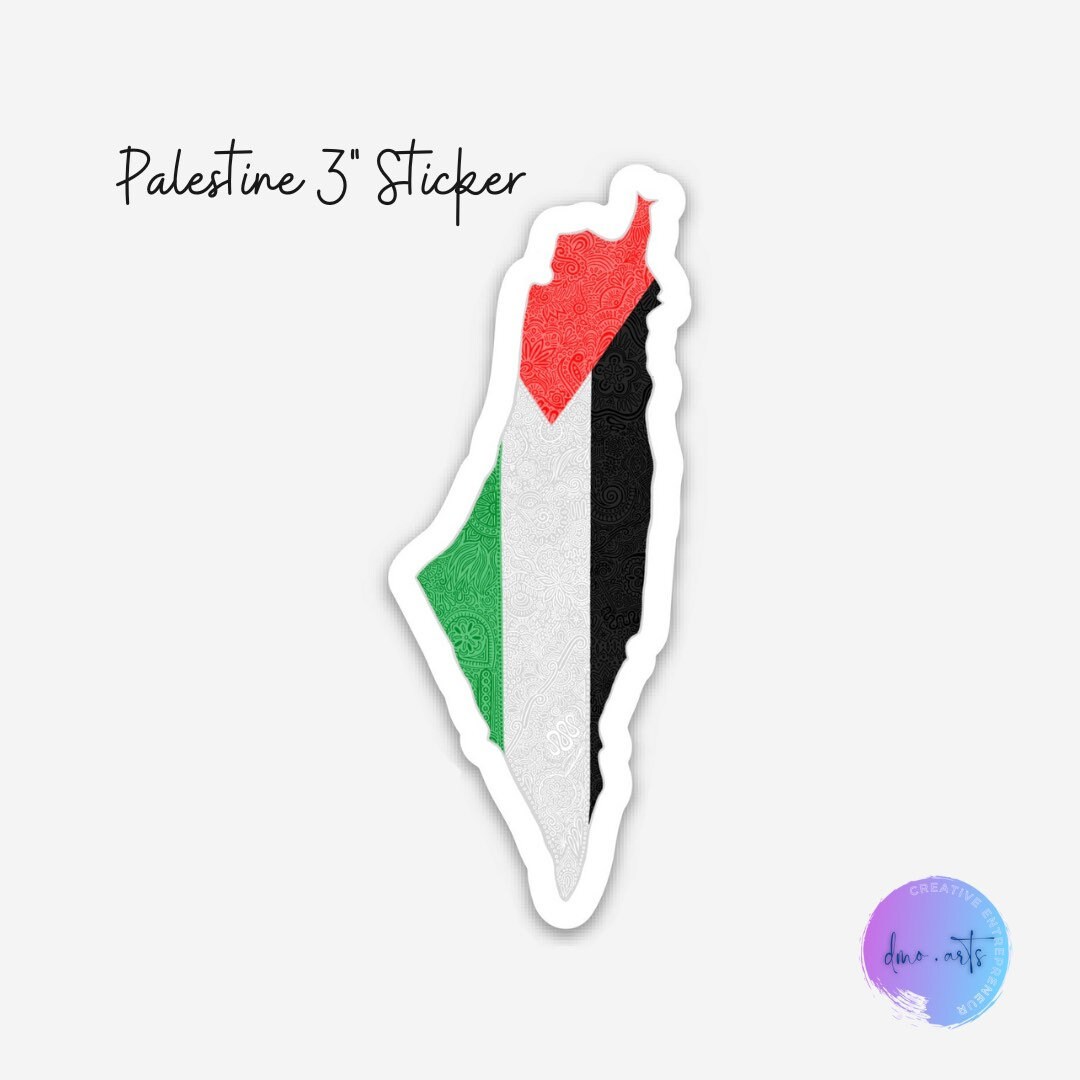Palestine Flag and Country Sticker, Palestinian Laptop Sticker ...