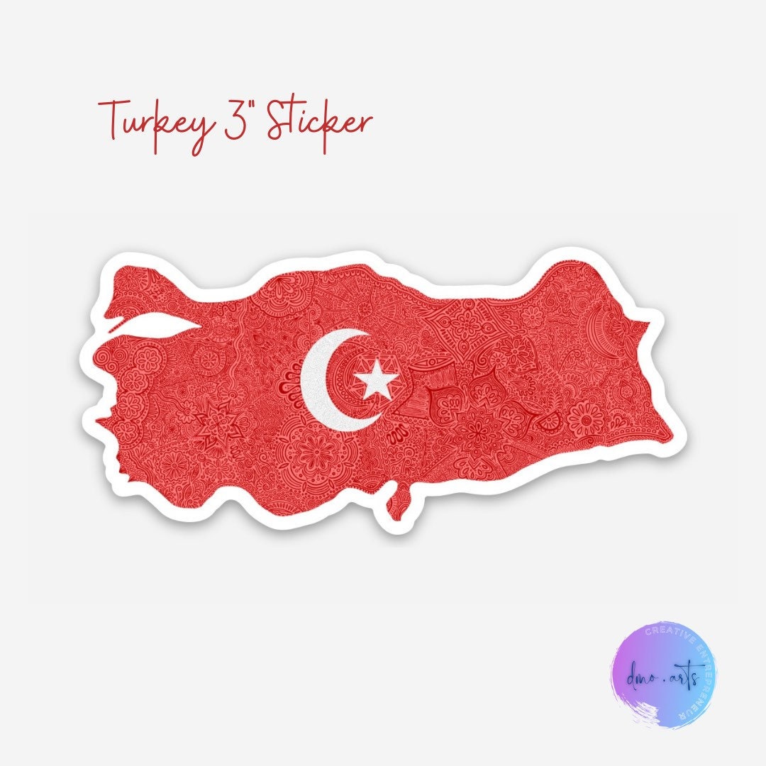 Turkey Flag and Country Vinyl Sticker, Turkish Flag Sticker, Turkey ...