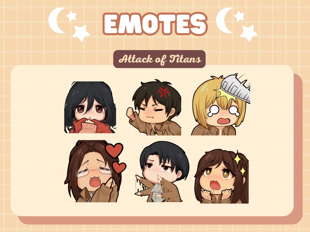 Emotes Anime Snk Attack of Titans Kawaii Emotes Twitch - Etsy