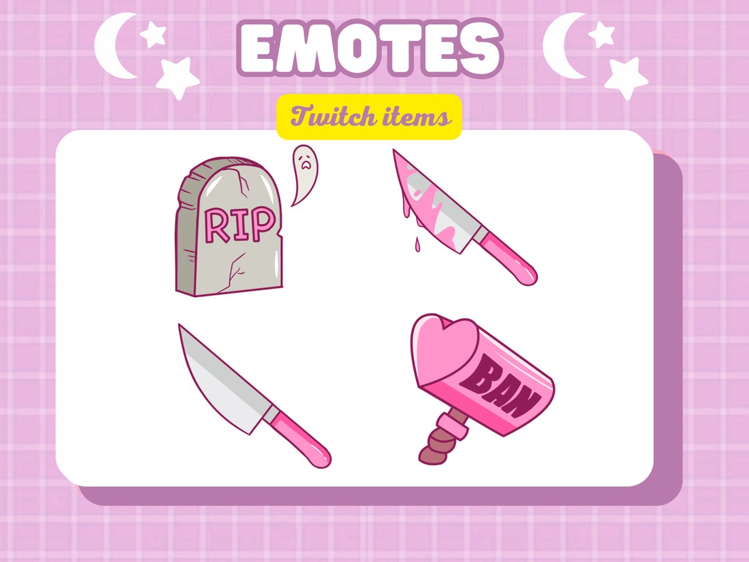 4 Emotes Pack, Bundle Emote Pack for Twitch, Pink Twitch Emote , Kawaii ...