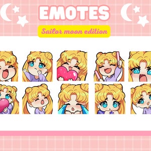 10 Sailor Moon Emotes, Usagi Emotes for Twitch/discord,twitch Emotes ...