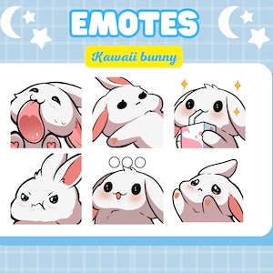Cute White Bunny Emotes twitch/discord Kawaii Rabbit Usagi - Etsy