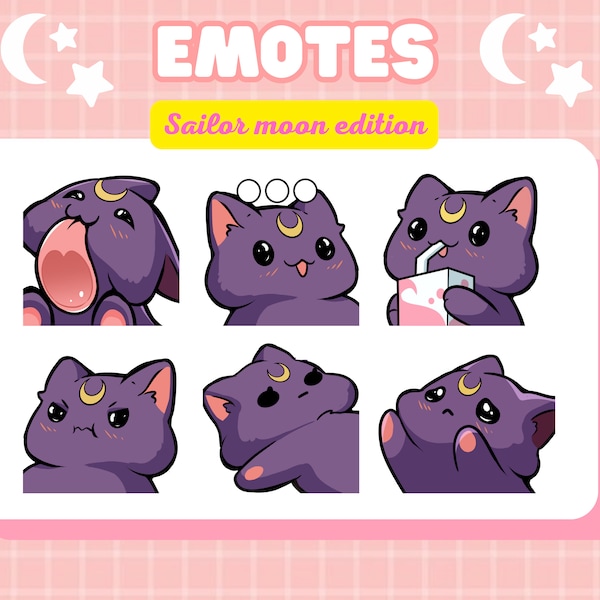 Sailor Moon Luna Emotes - Etsy