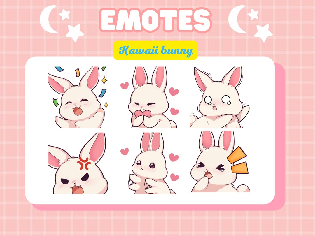 6 Cute Bunny Emotes Kawaii Rabbit Emote for Twitch and - Etsy