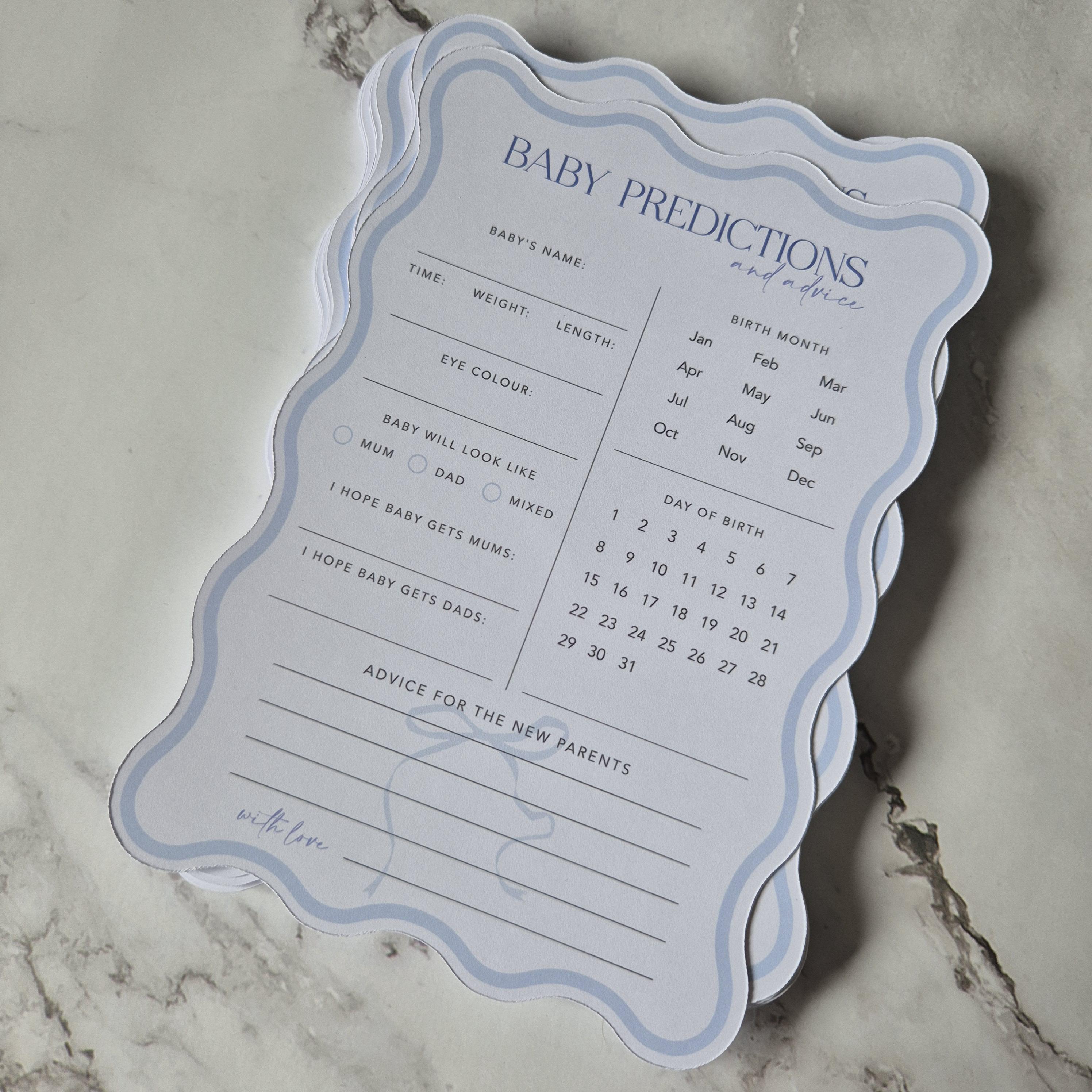 Printed Baby Predictions Card, Baby Shower Games, Prediction Game ...