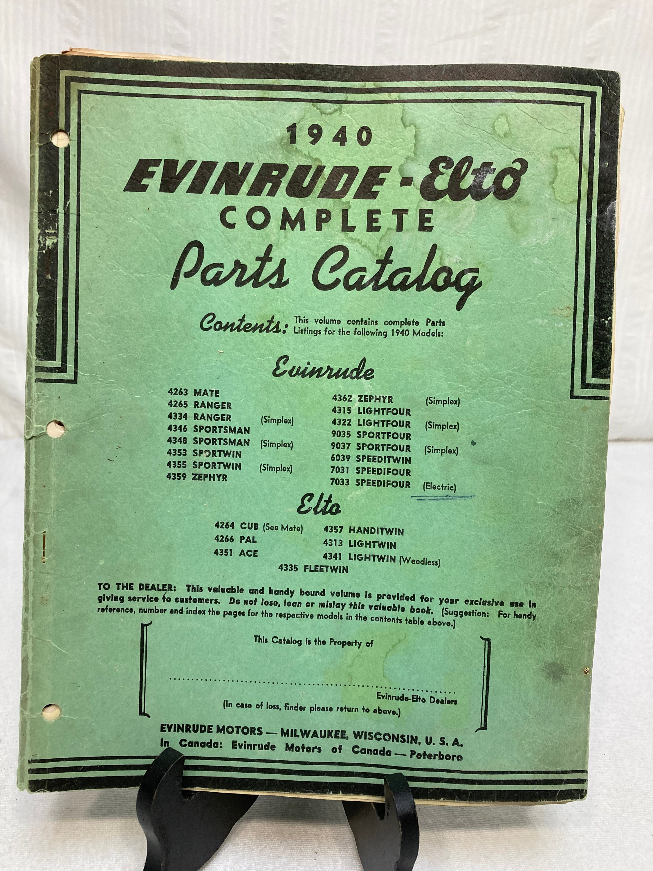Vintage Original 1940 Evinrude Elto Complete Parts Catalog - Etsy