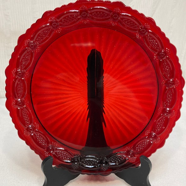 Ruby Glass Platter - Etsy