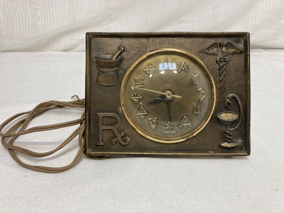 Vintage APOTHECARY RX Alchemy Symbols Metal Desk Shelf Clock - Etsy