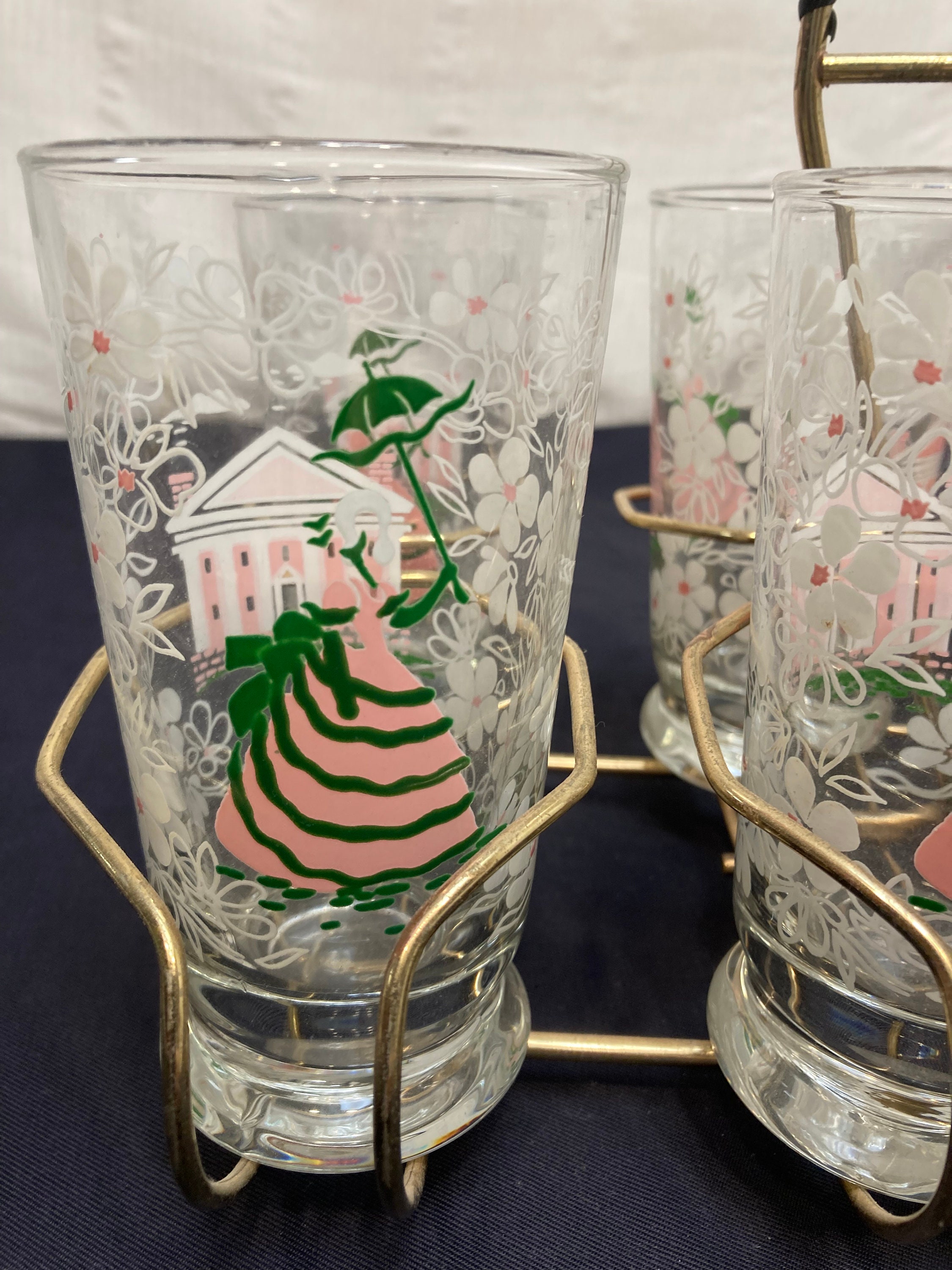 Vintage Libbey 9 Piece Southern Belle Magnolia Antebellum Glassware Set ...