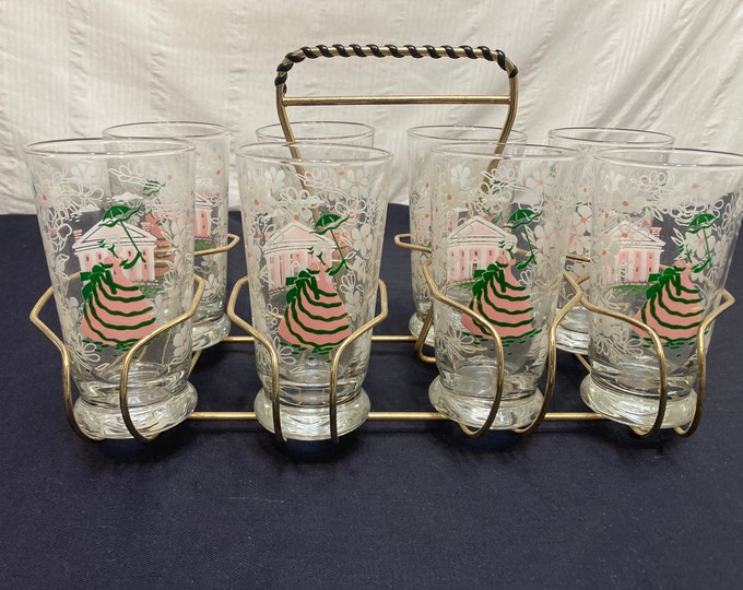 Vintage Libbey 9 Piece Southern Belle Magnolia Antebellum Glassware Set ...