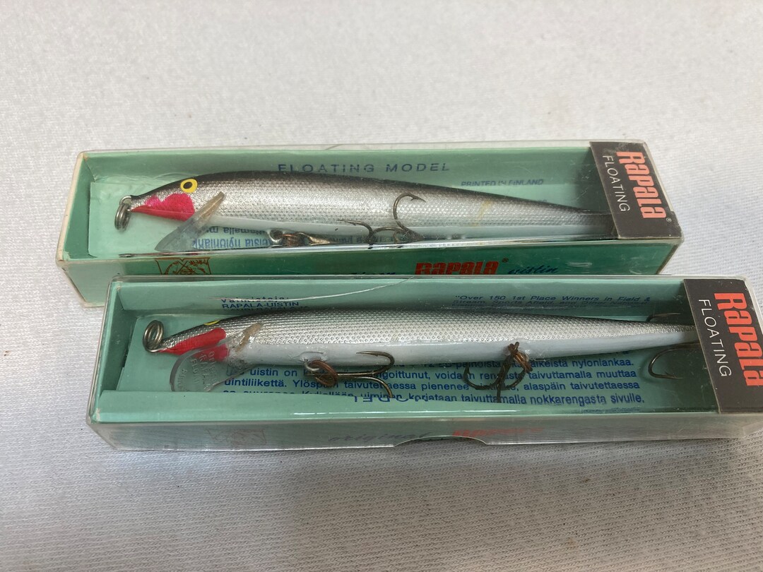 2 Vintage Rapala Floating Fishing Lures 11 S Hopea Silver 4 3/8" in ...