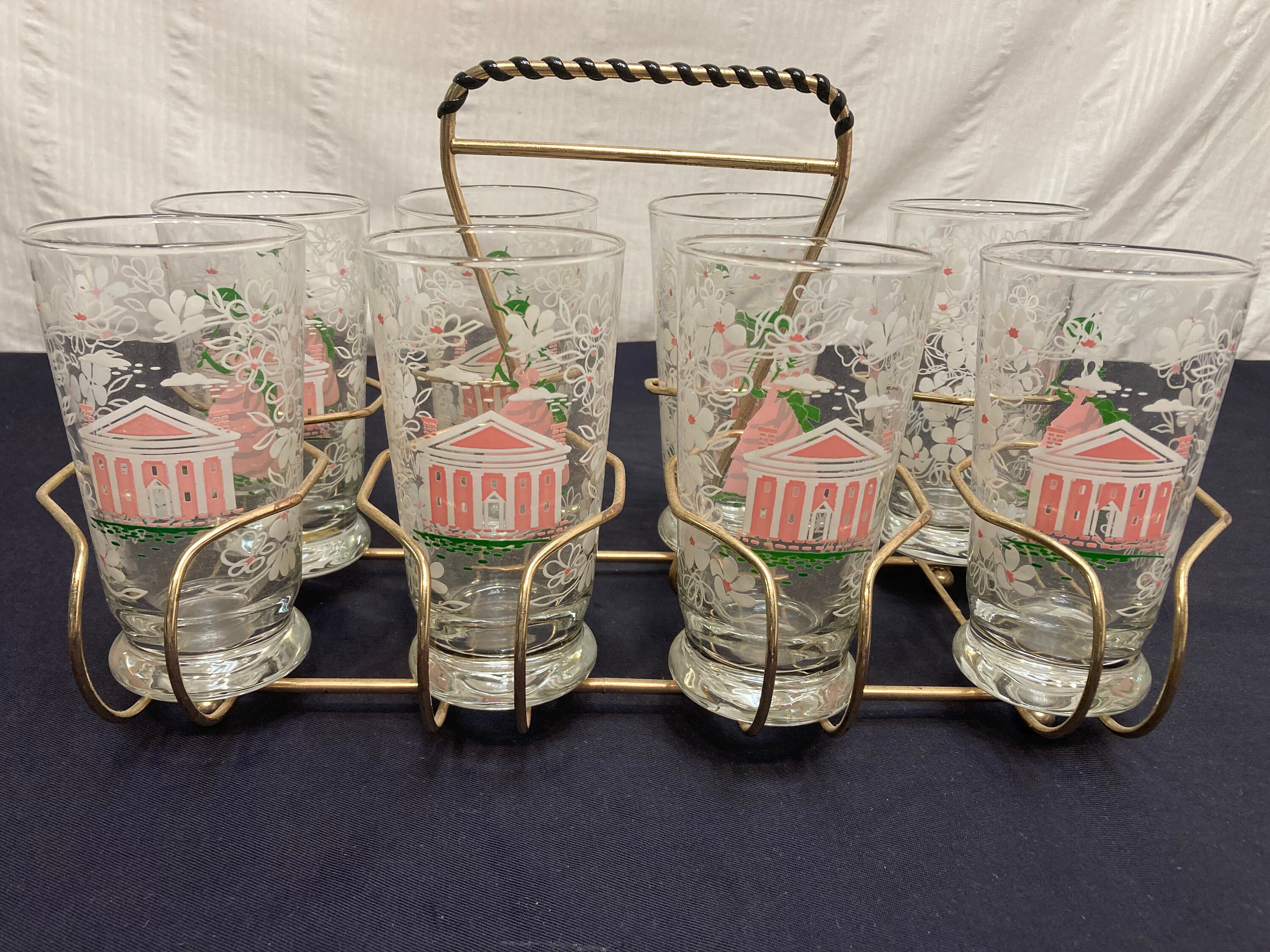 Vintage Libbey 9 Piece Southern Belle Magnolia Antebellum Glassware Set ...