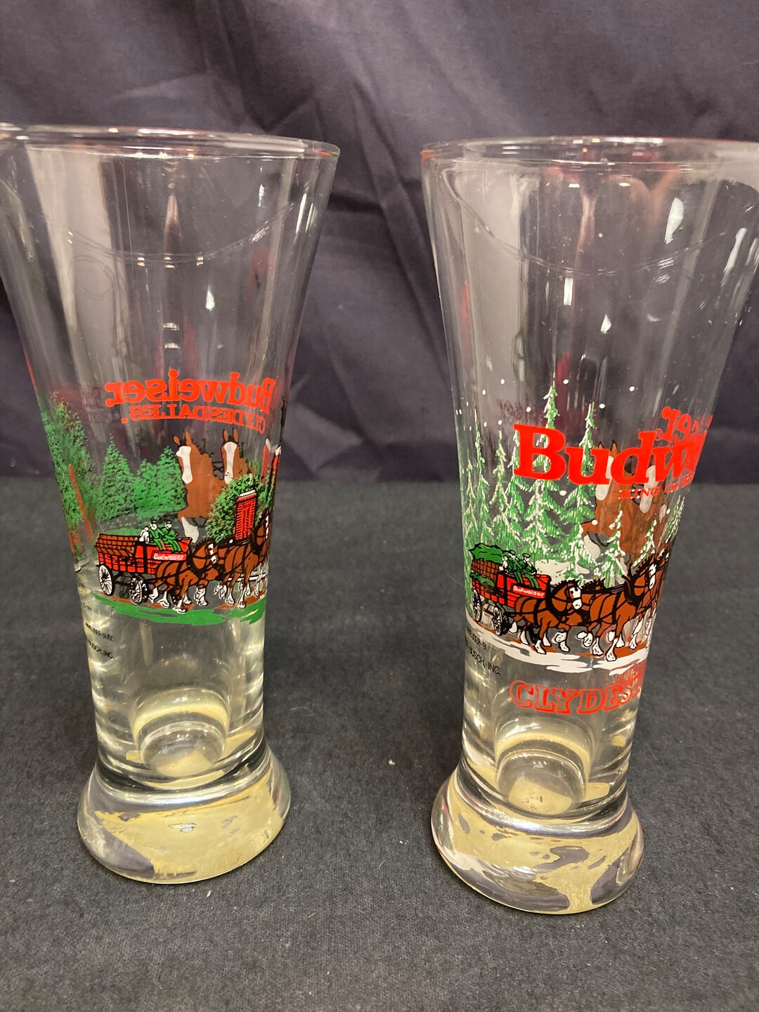 Set of 2 Vintage 1991 Budweiser Clydesdales Team Tall Beer Glasses - Etsy