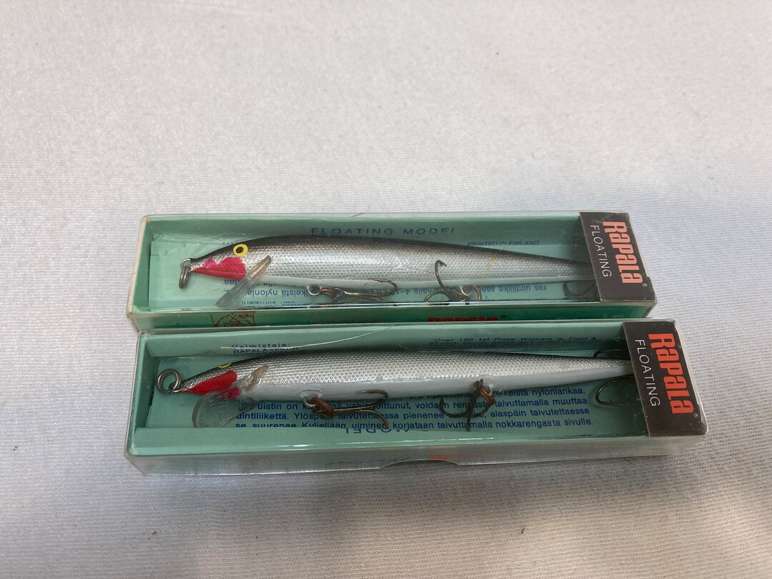 2 New Vintage Rapala Floating Fishing Lures 13 S Hopea Silver 5 1/4" in ...