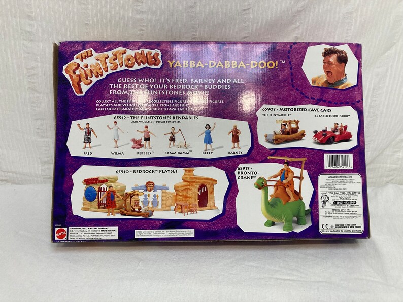 New Sealed Vintage 1993 Flintstones Bedrock Playset W Car & Bendable ...