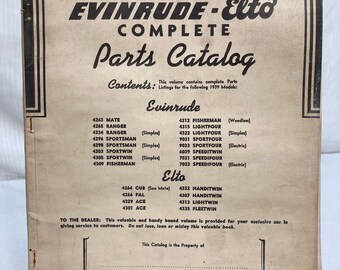 Vintage Original 1950 Evinrude Complete Parts Catalog - Etsy