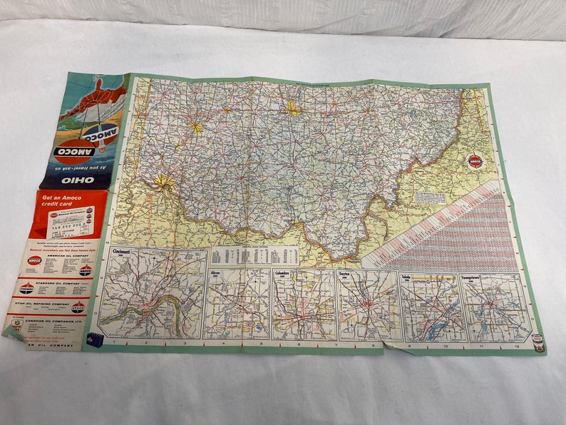 Vintage 1970's Amoco Gas Ohio State Road Map - Etsy