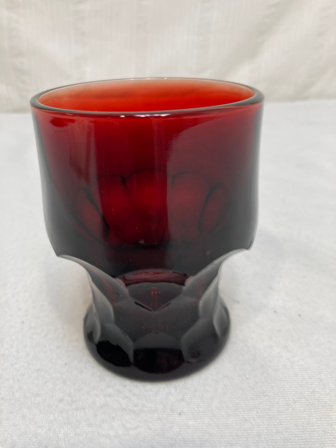 Vintage Viking Georgian Ruby Red Honeycomb Thumbprint Drinking Glass - Etsy
