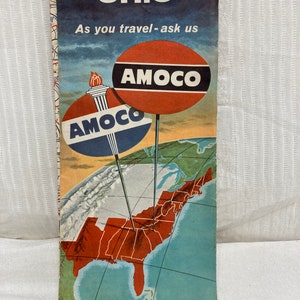 Vintage 1970's Amoco Gas Ohio State Road Map - Etsy