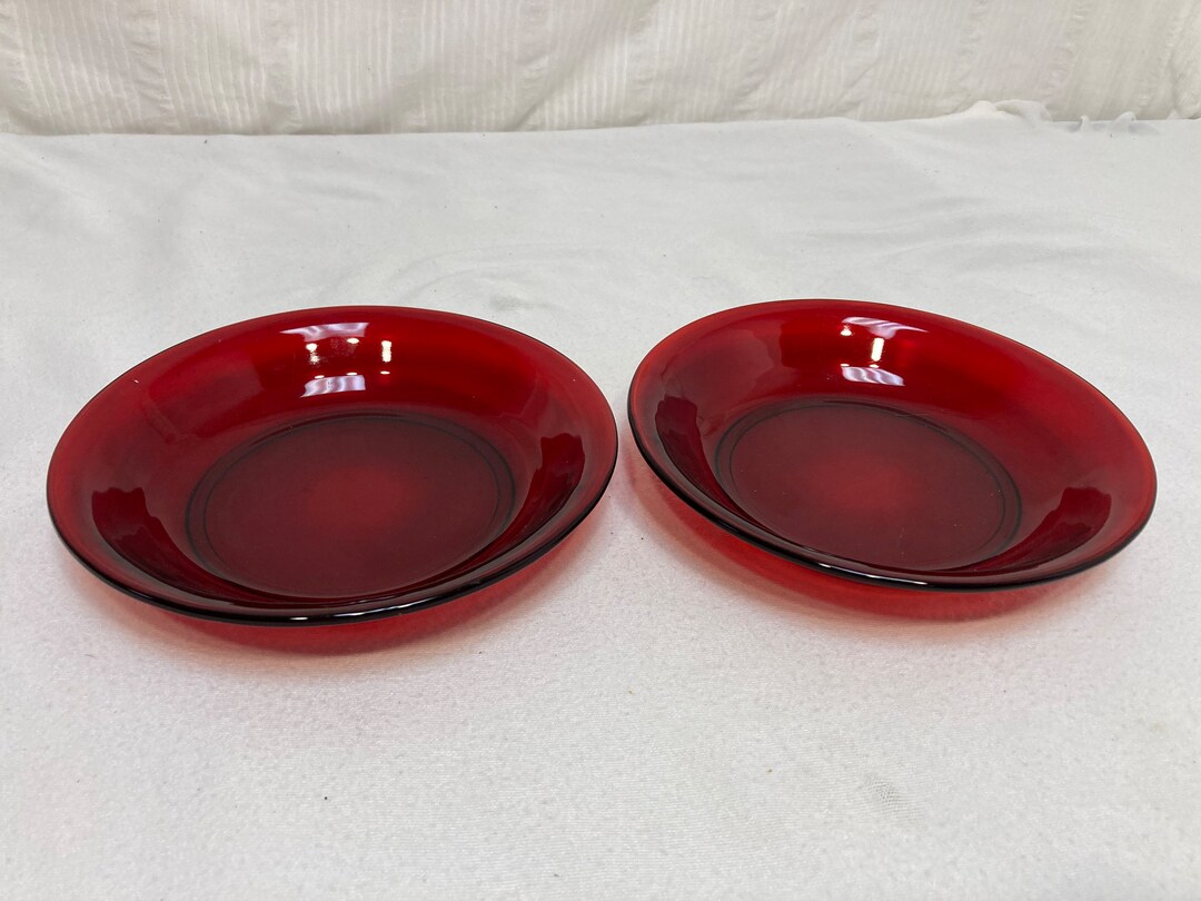 Set of 2 Vintage Ruby Red Glass Salad Side Dish Bowls 7.5 - Etsy