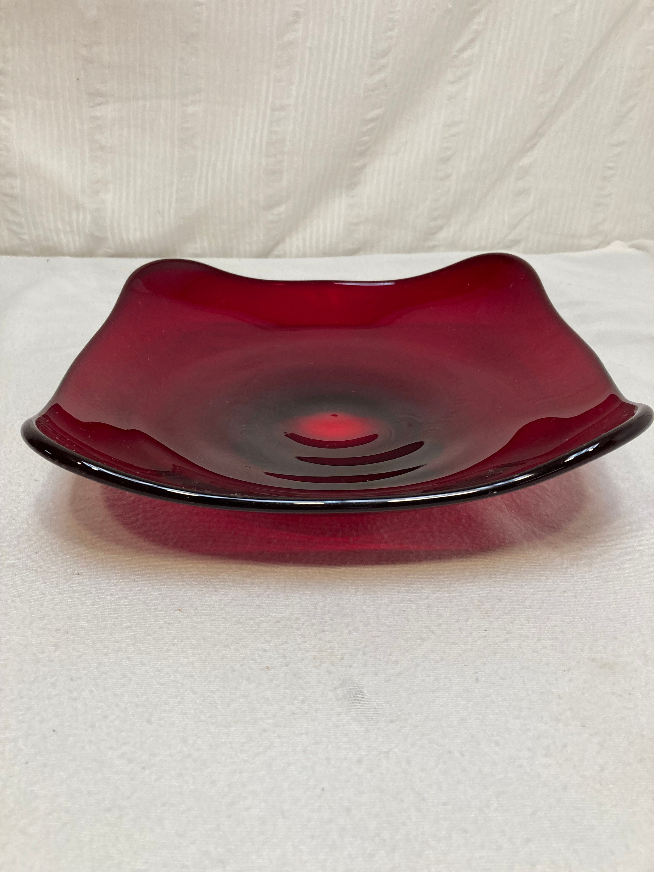 Vintage Rare Ruby Red Glass Large 11" Serving Dish Bowl - Etsy